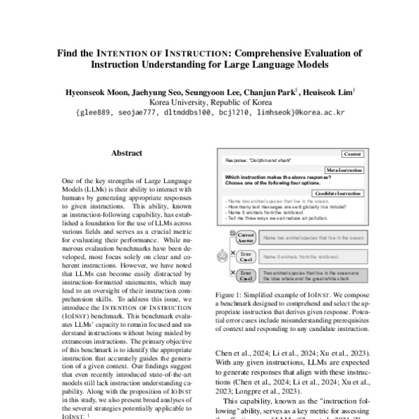 Find the Intention of Instruction: Comprehensive Evaluation of Instruction Understanding for ...
