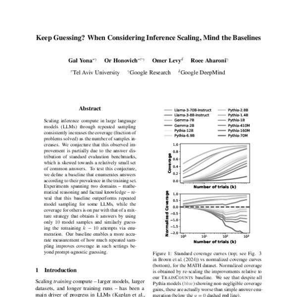 Keep Guessing? When Considering Inference Scaling, Mind the Baselines - ACL Anthology