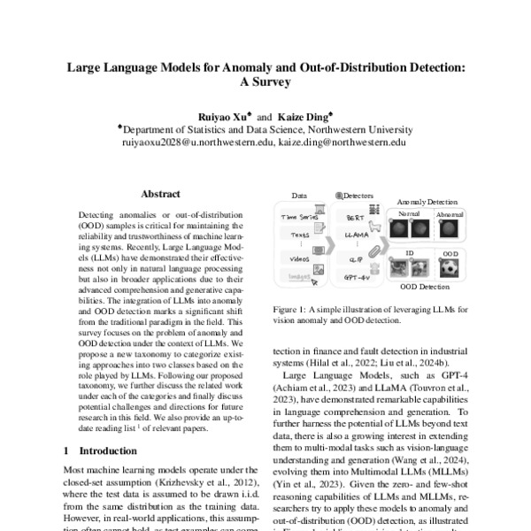 Large Language Models for Anomaly and Out-of-Distribution Detection: A Survey - ACL Anthology