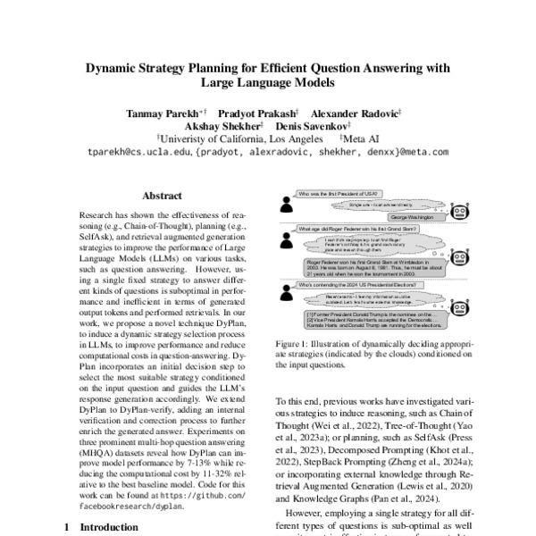 Dynamic Strategy Planning for Efficient Question Answering with Large Language Models - ACL ...