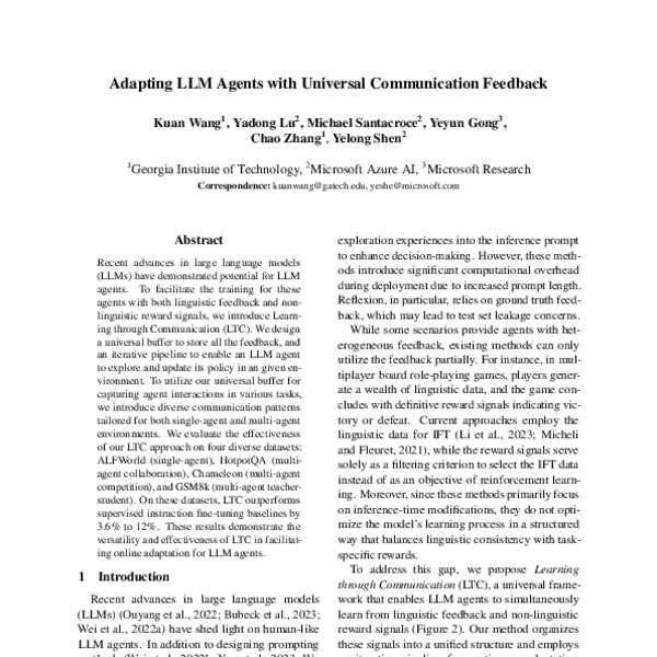 Adapting LLM Agents with Universal Communication Feedback - ACL Anthology