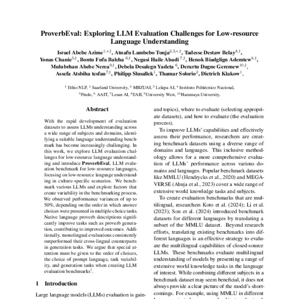 ProverbEval: Exploring LLM Evaluation Challenges for Low-resource Language Understanding - ACL ...