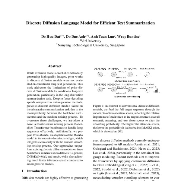 Discrete Diffusion Language Model for Efficient Text Summarization - ACL Anthology