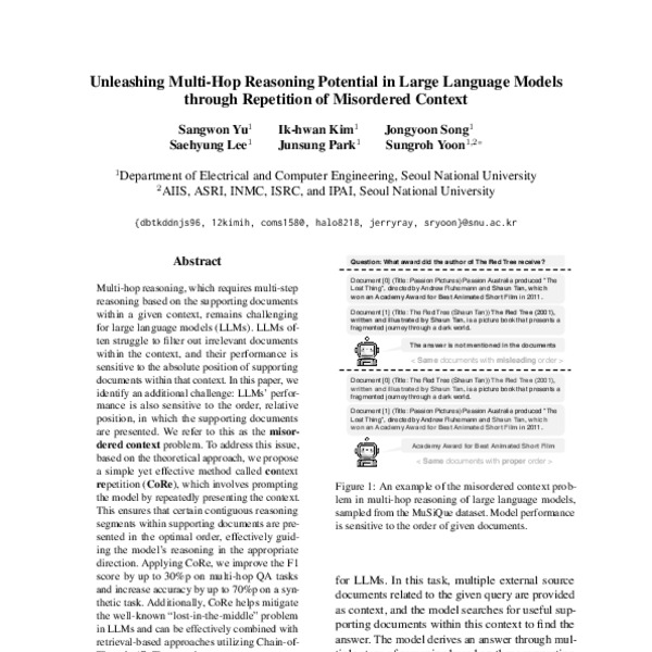 Unleashing Multi-Hop Reasoning Potential in Large Language Models through Repetition of ...