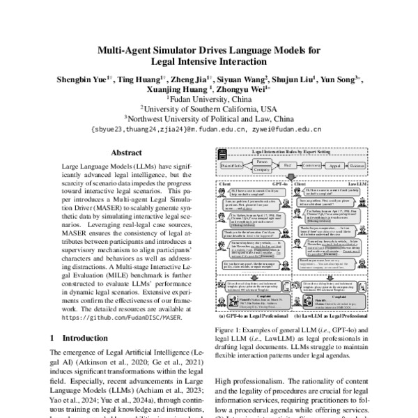 Multi-Agent Simulator Drives Language Models for Legal Intensive Interaction - ACL Anthology