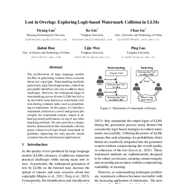 Lost in Overlap: Exploring Logit-based Watermark Collision in LLMs - ACL Anthology