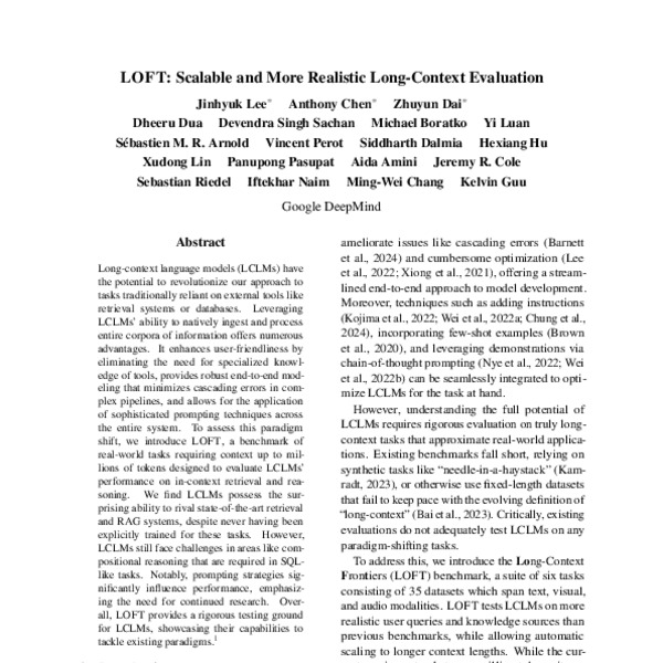LOFT: Scalable and More Realistic Long-Context Evaluation - ACL Anthology