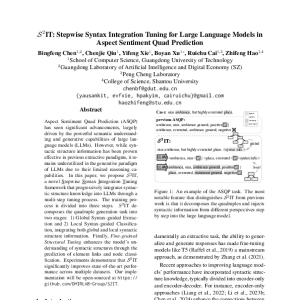 𝒮2it Stepwise Syntax Integration Tuning For Large Language Models In Aspect Sentiment Quad