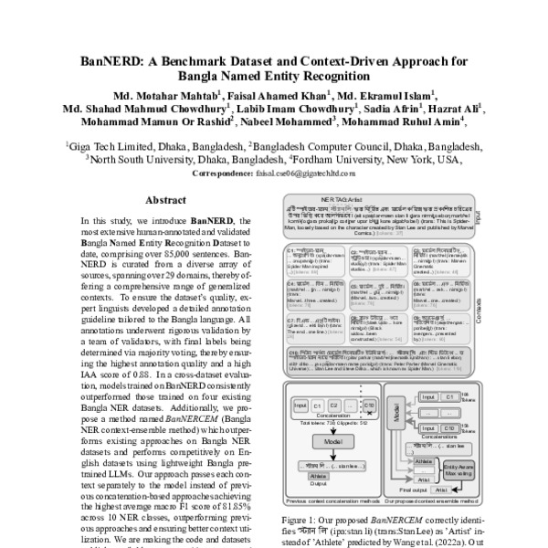 BanNERD: A Benchmark Dataset and Context-Driven Approach for Bangla Named Entity Recognition ...