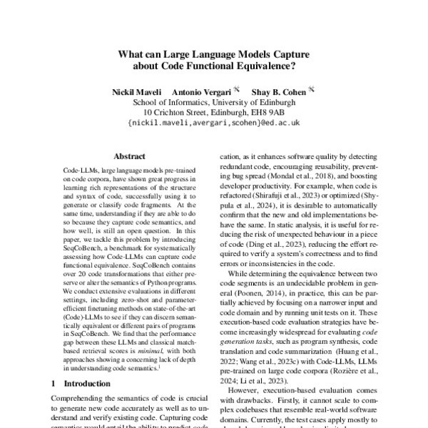 What can Large Language Models Capture about Code Functional ...