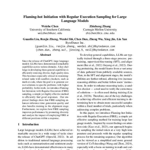 Flaming-hot Initiation with Regular Execution Sampling for Large Language Models - ACL Anthology