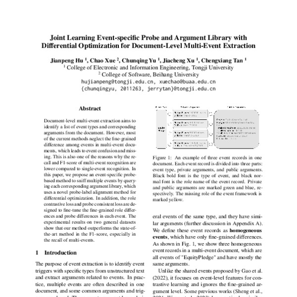 Joint Learning Event-Specific Probe and Argument Library with Differential Optimization for ...