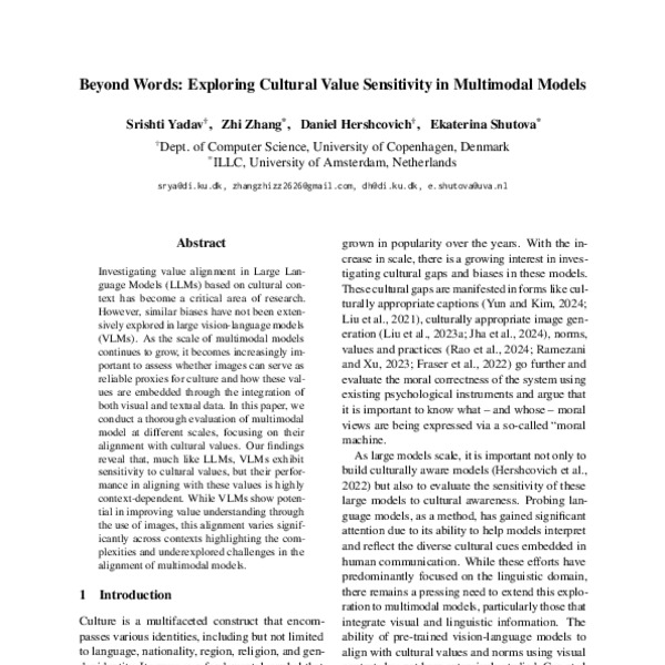 Beyond Words: Exploring Cultural Value Sensitivity in Multimodal Models - ACL Anthology