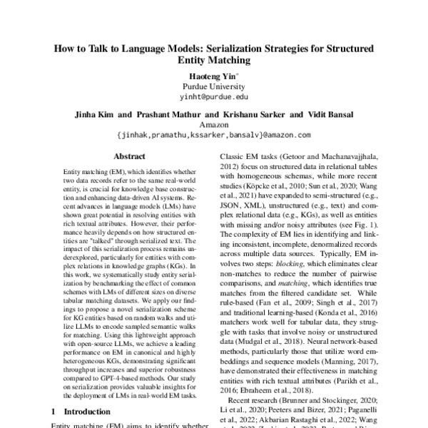 How To Talk To Language Models Serialization Strategies For Structured Entity Matching Acl