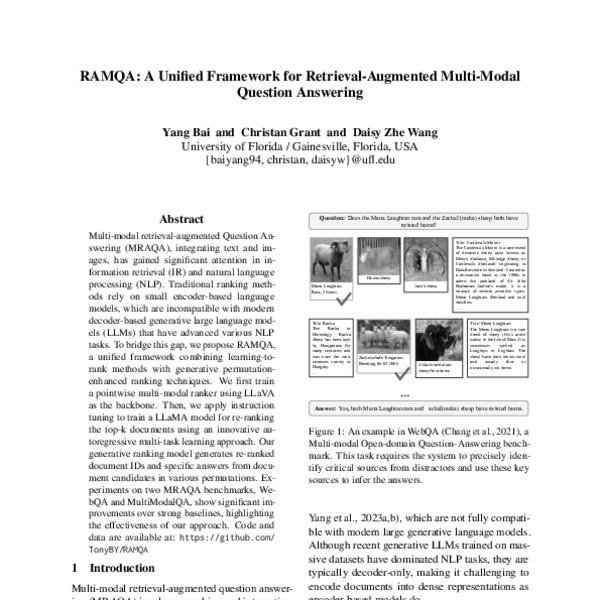 RAMQA: A Unified Framework for Retrieval-Augmented Multi-Modal Question Answering - ACL Anthology