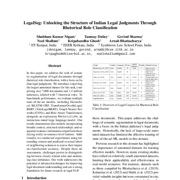 LegalSeg: Unlocking the Structure of Indian Legal Judgments Through ...