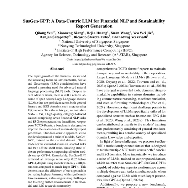SusGen-GPT: A Data-Centric LLM for Financial NLP and Sustainability Report Generation - ACL ...