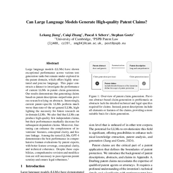 Can Large Language Models Generate High-quality Patent Claims? - ACL Anthology