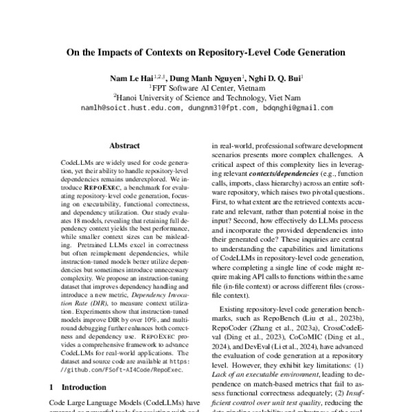 On the Impacts of Contexts on Repository-Level Code Generation - ACL Anthology