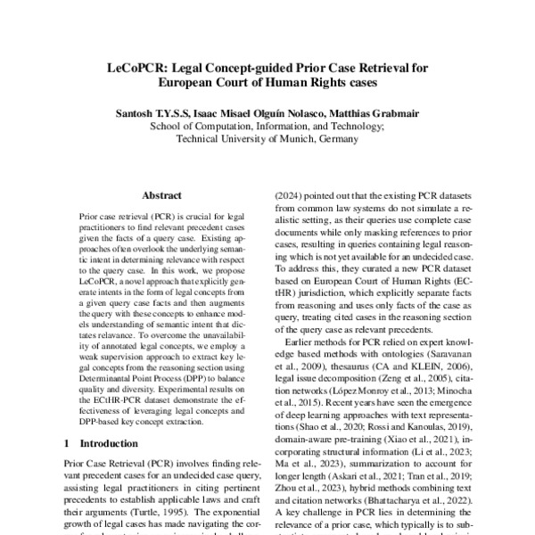 LeCoPCR: Legal Concept-guided Prior Case Retrieval for European Court ...
