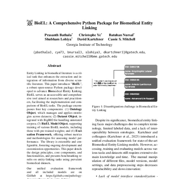 Bioel A Comprehensive Python Package For Biomedical Entity Linking Acl Anthology
