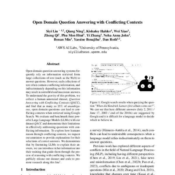 Open Domain Question Answering with Conflicting Contexts - ACL Anthology