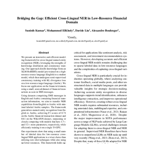 Bridging the Gap: Efficient Cross-Lingual NER in Low-Resource Financial Domain - ACL Anthology
