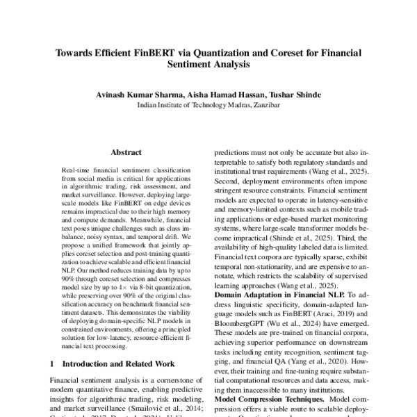 Towards Efficient FinBERT via Quantization and Coreset for Financial ...