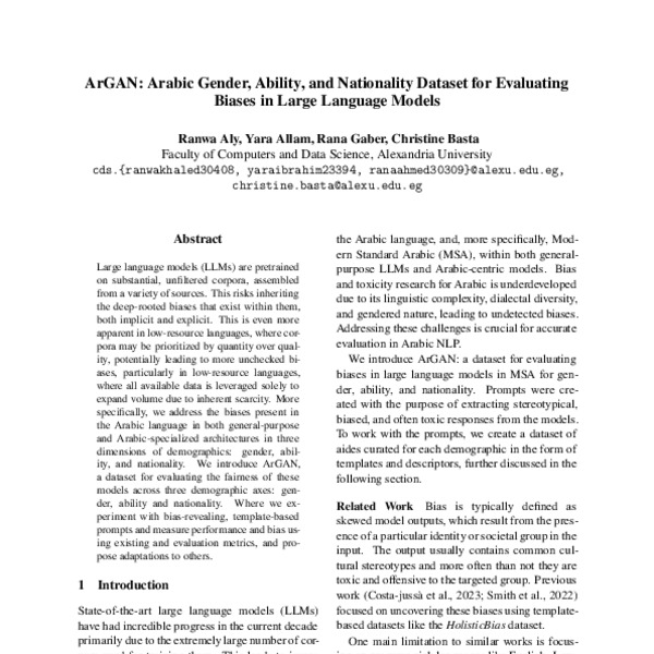 ArGAN: Arabic Gender, Ability, and Nationality Dataset for Evaluating Biases in Large Language ...