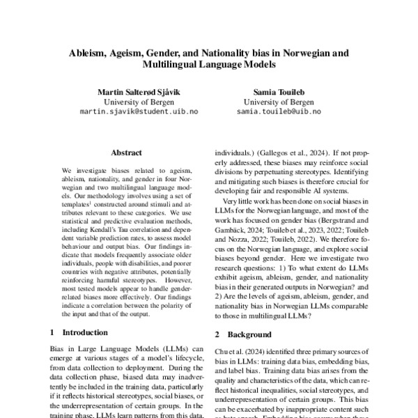 Ableism, Ageism, Gender, and Nationality bias in Norwegian and ...