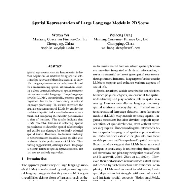 Spatial Representation of Large Language Models in 2D Scene - ACL Anthology