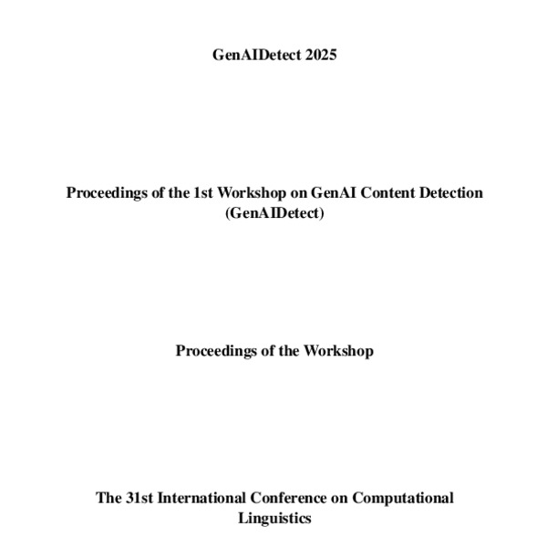 Proceedings of the 1stWorkshop on GenAI Content Detection (GenAIDetect) - ACL Anthology