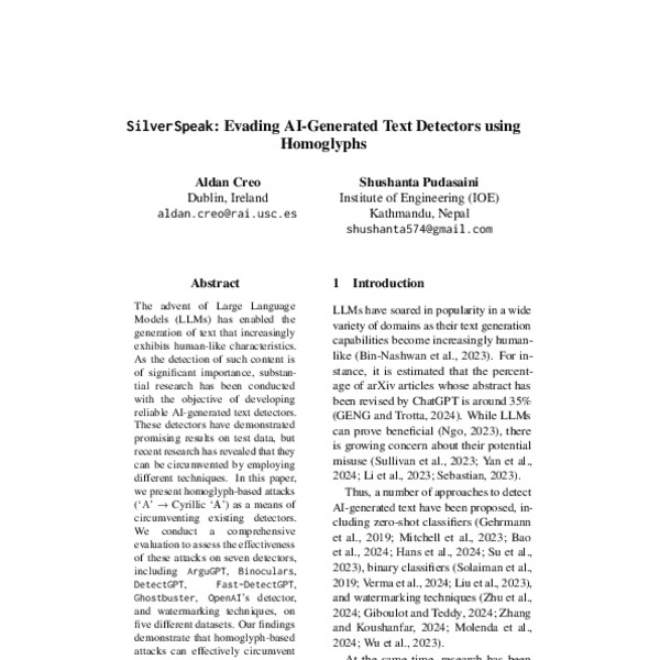 Silverspeak Evading Ai Generated Text Detectors Using Homoglyphs Acl Anthology