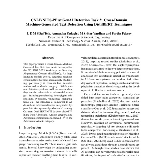 Cnlp Nits Pp At Genai Detection Task 3 Cross Domain Machine Generated