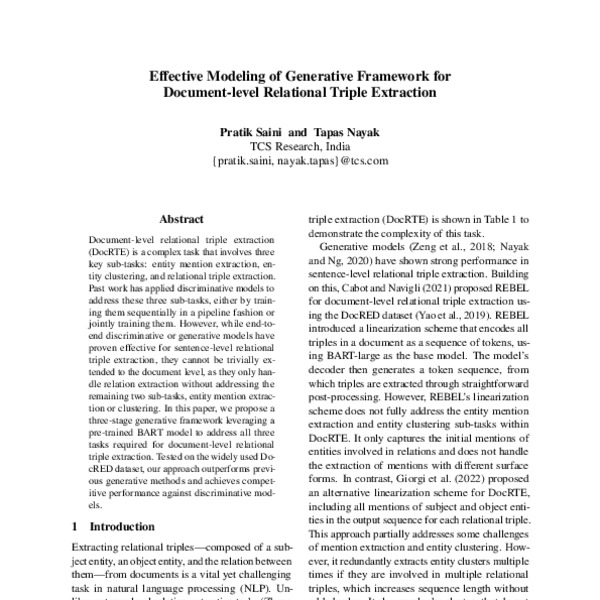 Effective Modeling Of Generative Framework For Document Level