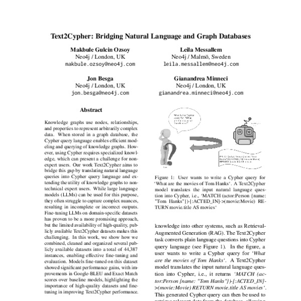 Text2Cypher: Bridging Natural Language and Graph Databases - ACL Anthology