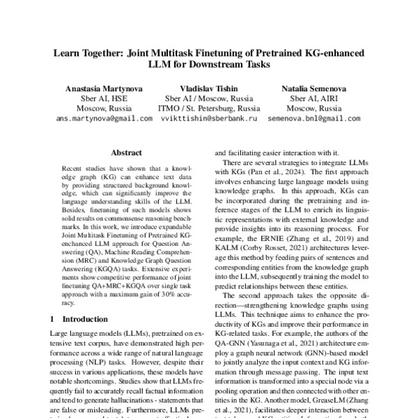 Learn Together: Joint Multitask Finetuning of Pretrained KG-enhanced ...