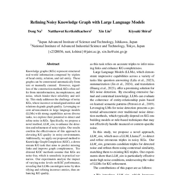 Refining Noisy Knowledge Graph with Large Language Models - ACL Anthology