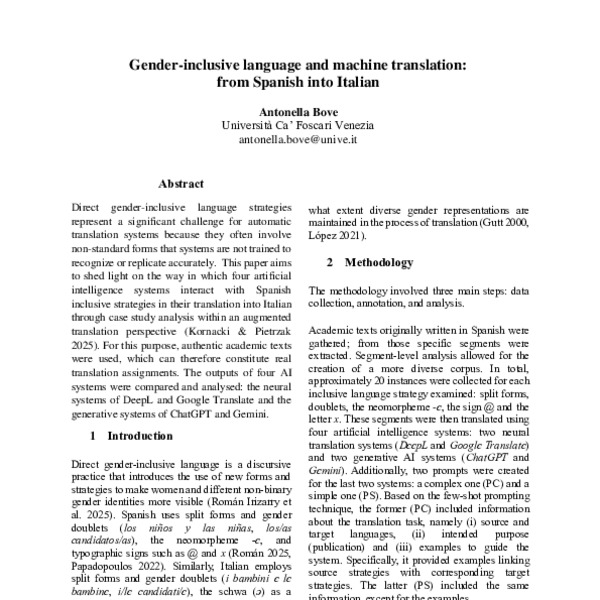 Gender-inclusive language and machine translation: from Spanish into ...