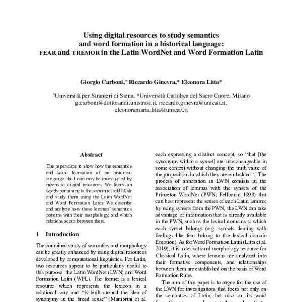 Using digital resources to study semantics and word formation in a ...