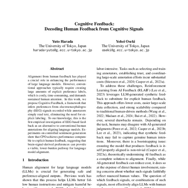 Cognitive Feedback: Decoding Human Feedback from Cognitive Signals - ACL Anthology
