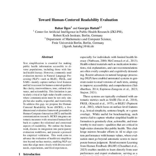 Toward Human-Centered Readability Evaluation - ACL Anthology