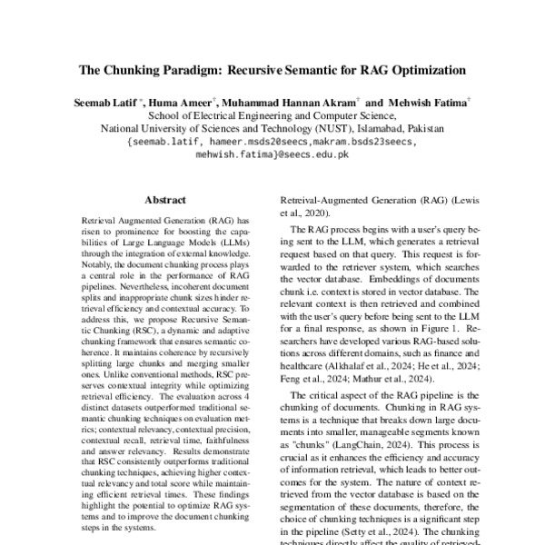 The Chunking Paradigm: Recursive Semantic for RAG Optimization - ACL ...