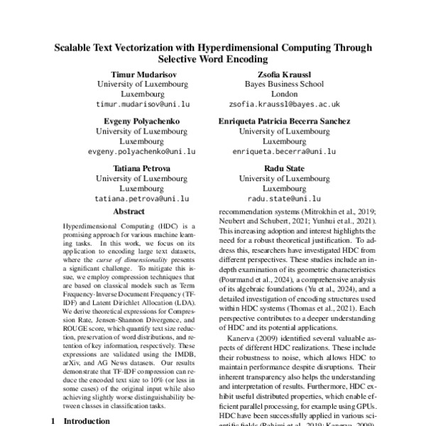 Scalable Text Vectorization with Hyperdimensional Computing Through ...