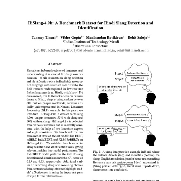 HiSlang-4.9k: A Benchmark Dataset for Hindi Slang Detection and ...