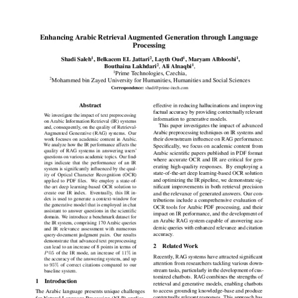 Enhancing Arabic Retrieval Augmented Generation through Language ...
