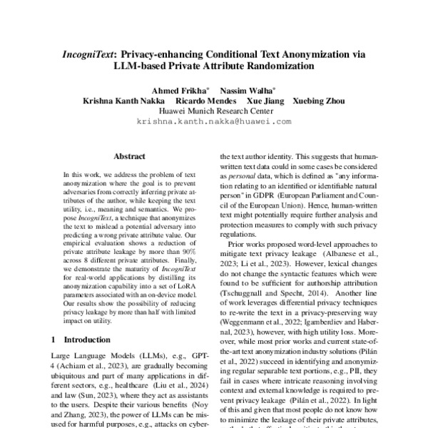 IncogniText: Privacy-enhancing Conditional Text Anonymization via LLM-based Private Attribute ...