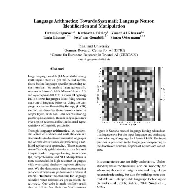 Language Arithmetics: Towards Systematic Language Neuron Identification ...