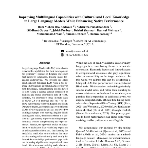 Improving Multilingual Capabilities with Cultural and Local Knowledge ...