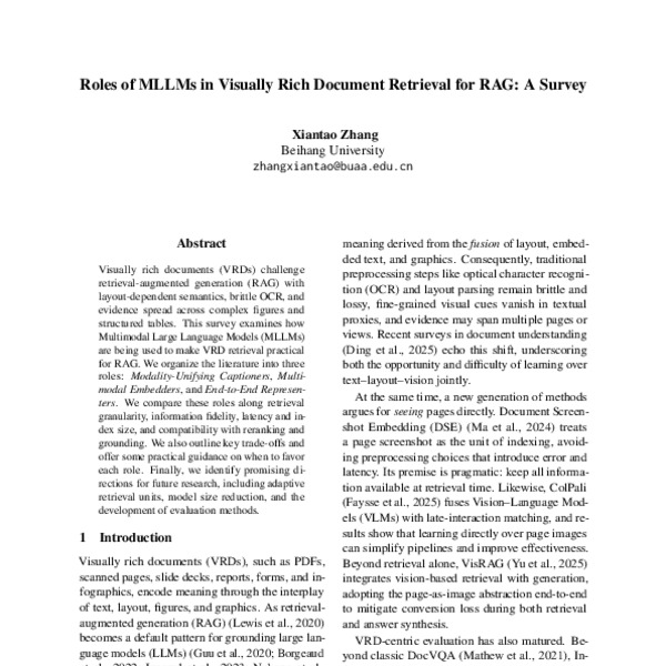 Roles of MLLMs in Visually Rich Document Retrieval for RAG: A Survey ...